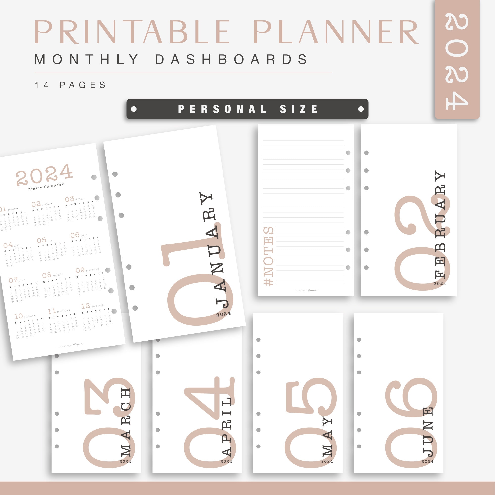 2024 Monthly Printable Dividers for Personal Planners Minimalist ...