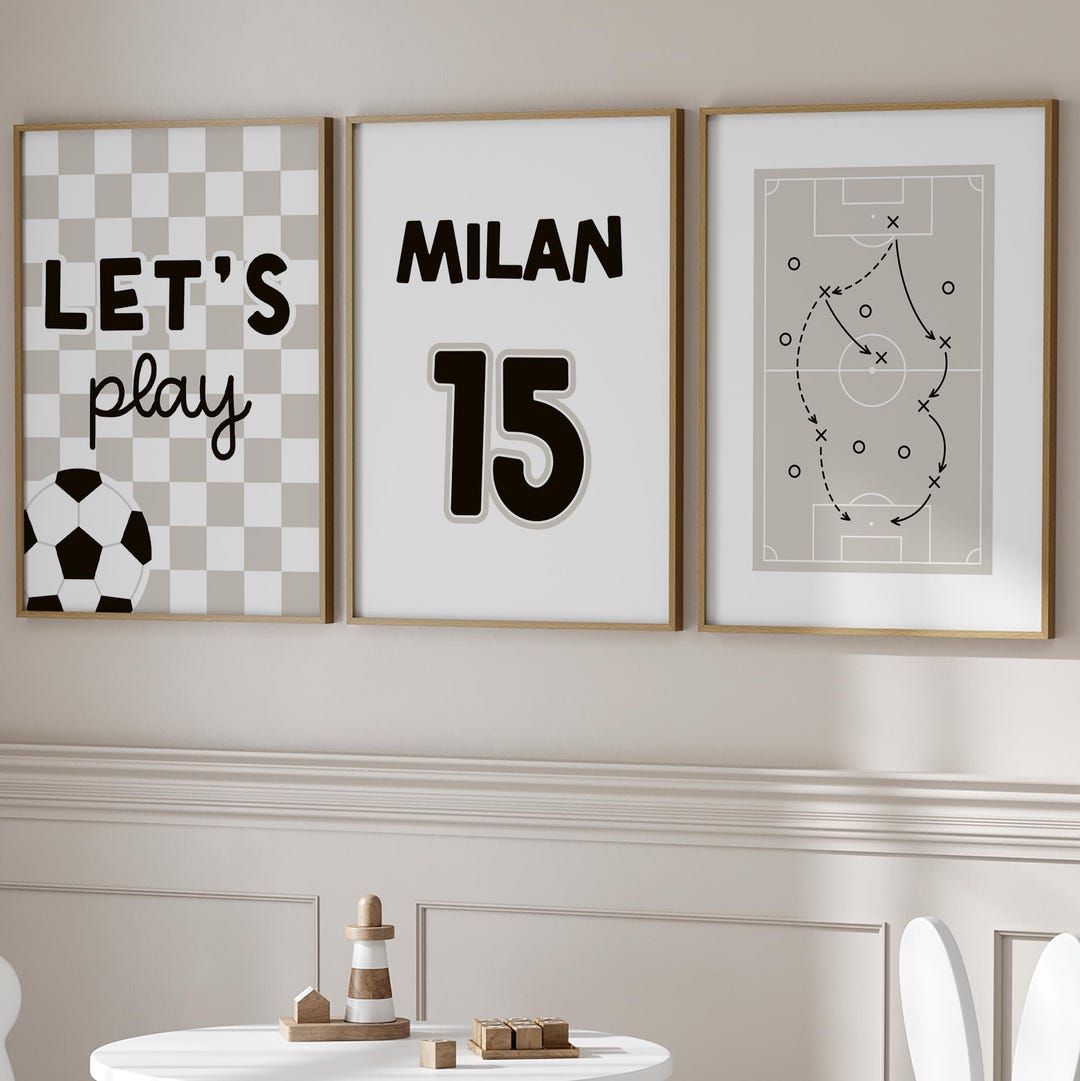 Personalized Football Posters for Kids Field, Jersey and Ball Poster ...