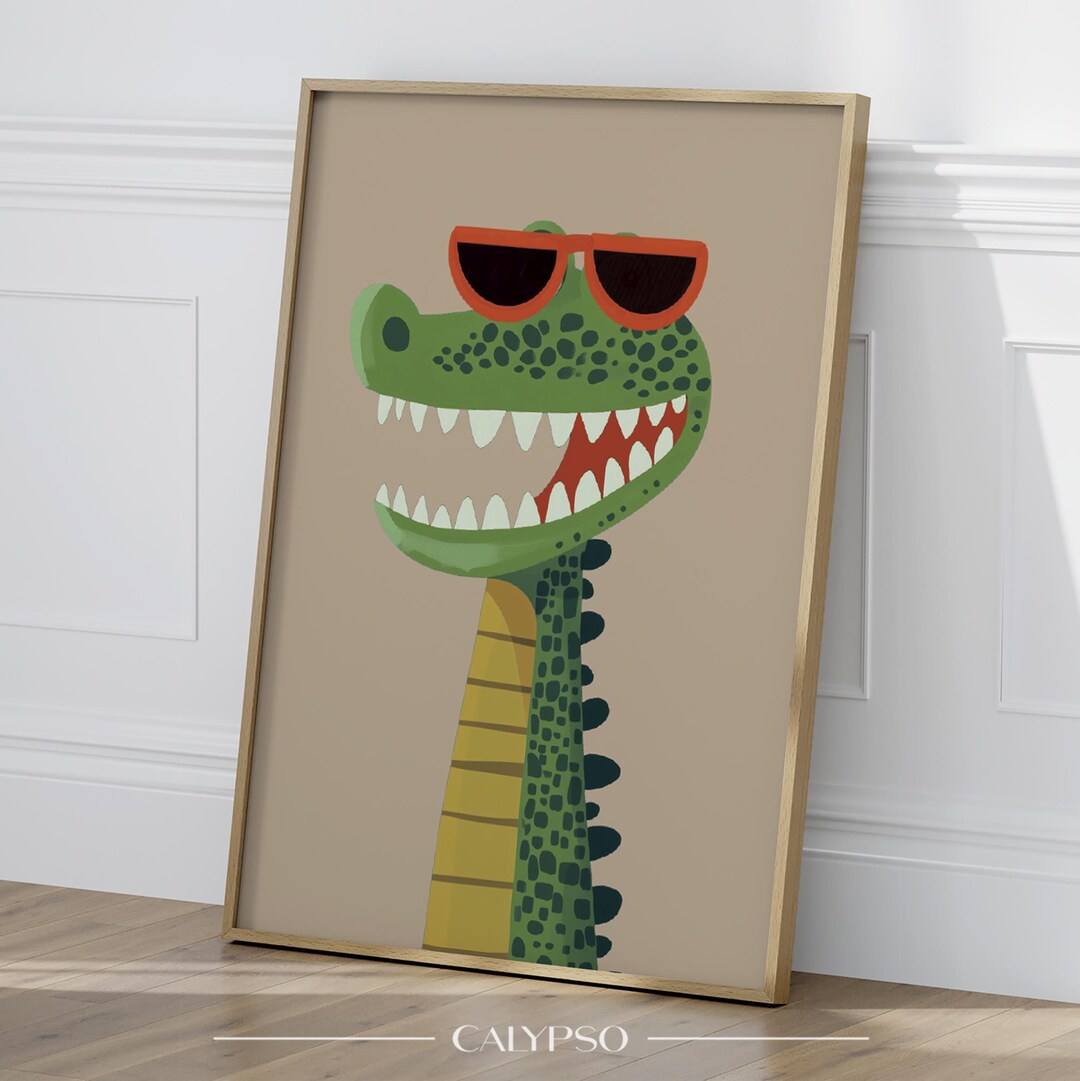 Crocodile With Sunglasses Wall Art for Kids – Playful Animal Poster for ...