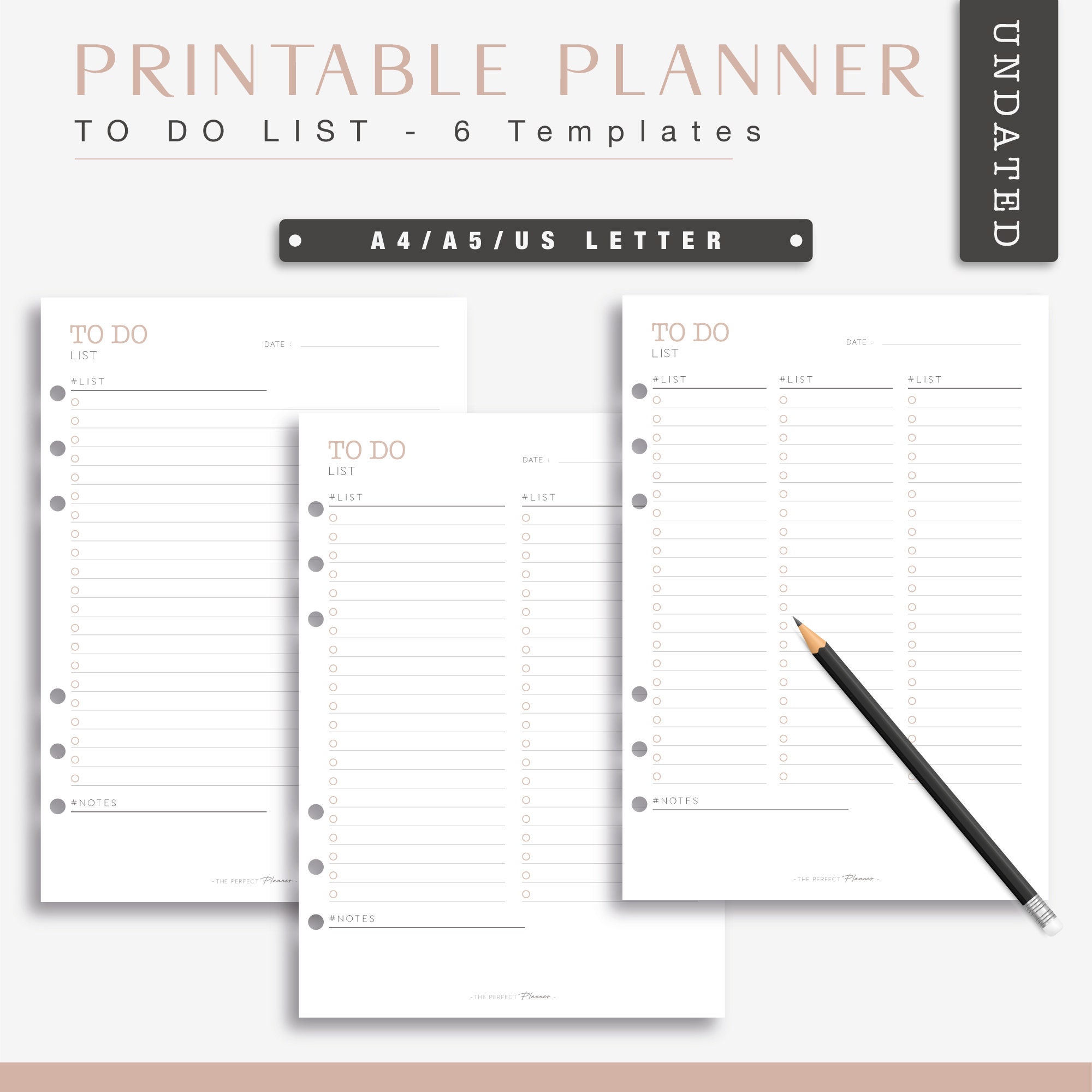 Printable to Do List Pack for A5, A4, or US Letter Planners 6 Aesthetic ...