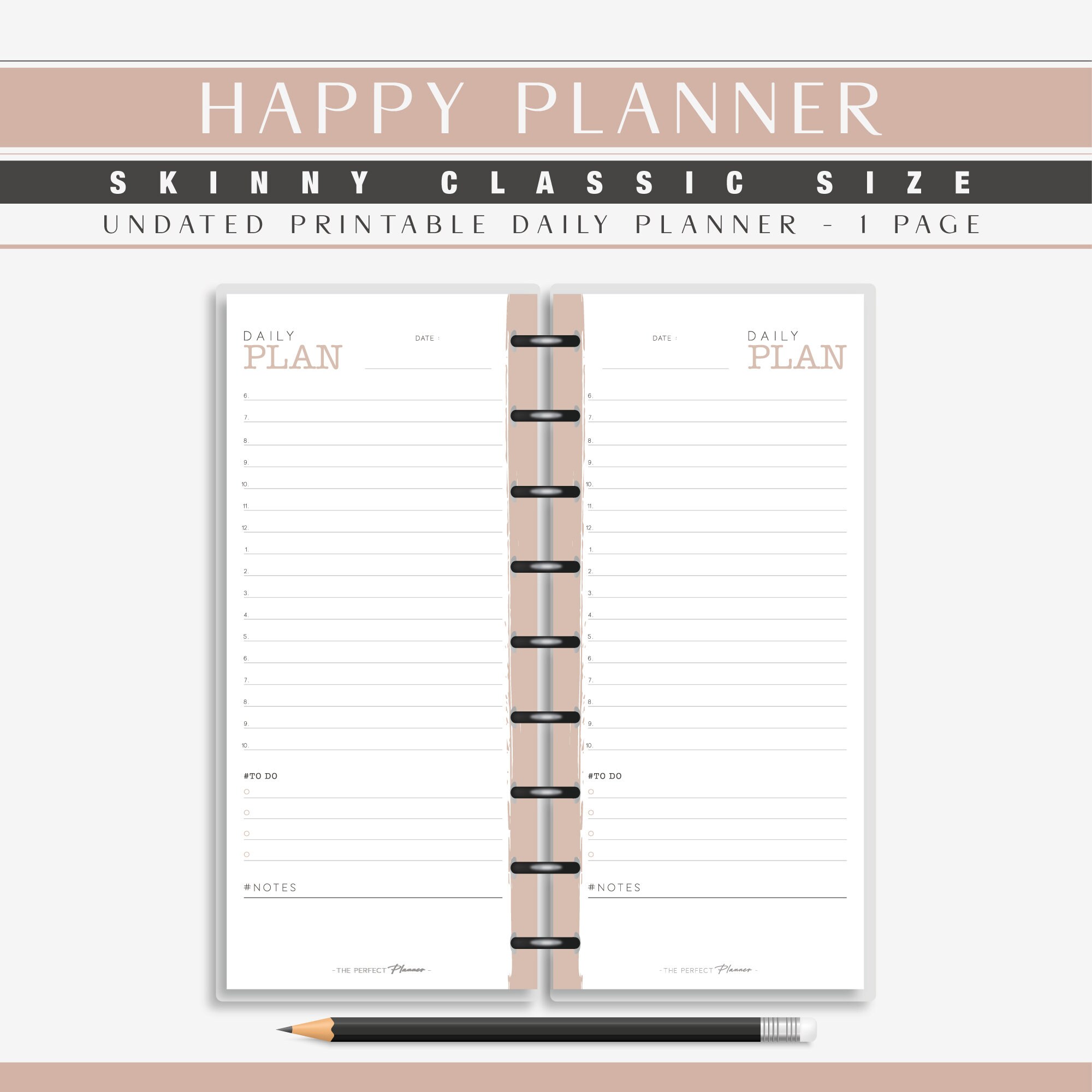 Skinny Classic Happy Planner Printable Refill Day on 1 Page Minimalist ...