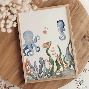 Triple affiche fonds marins pour enfants, ensemble style aquarelle ...