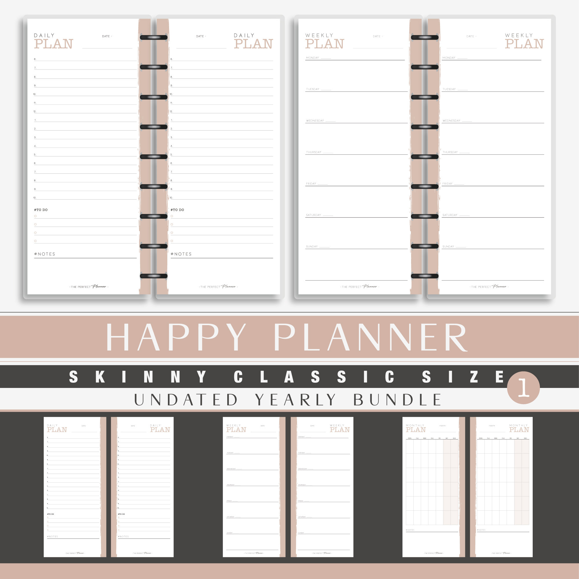 Happy Planner Skinny Classic Bundle Undated Daily, Weekly and Monthly ...