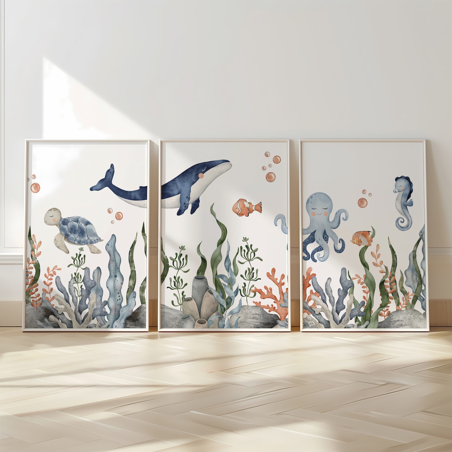 Triple affiche fonds marins pour enfants, ensemble de posters sur le ...