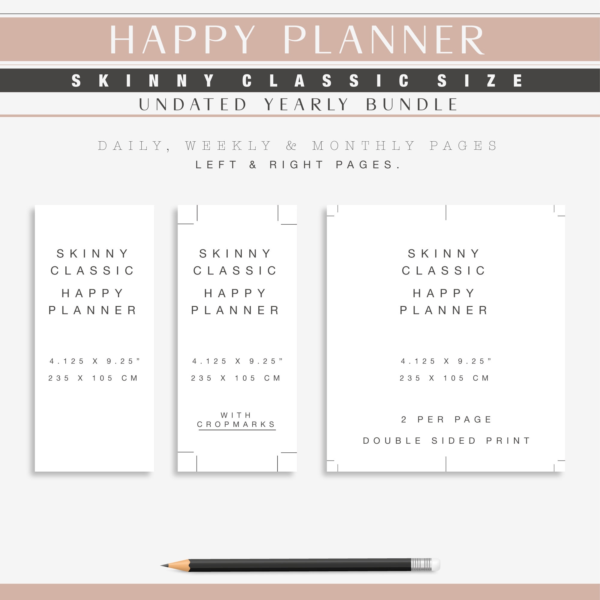 Happy Planner Skinny Classic Bundle Undated Daily, Weekly and Monthly ...