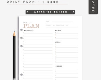 A4 Letter Daily Horizontal Planner Printable Undated Daily - Etsy