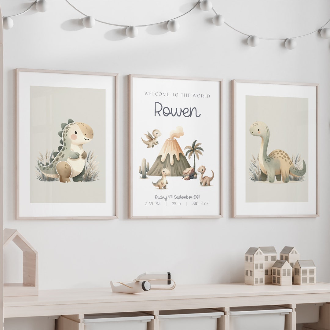 Personalized Dinosaur Posters, Prehistoric Birth Posters - Etsy