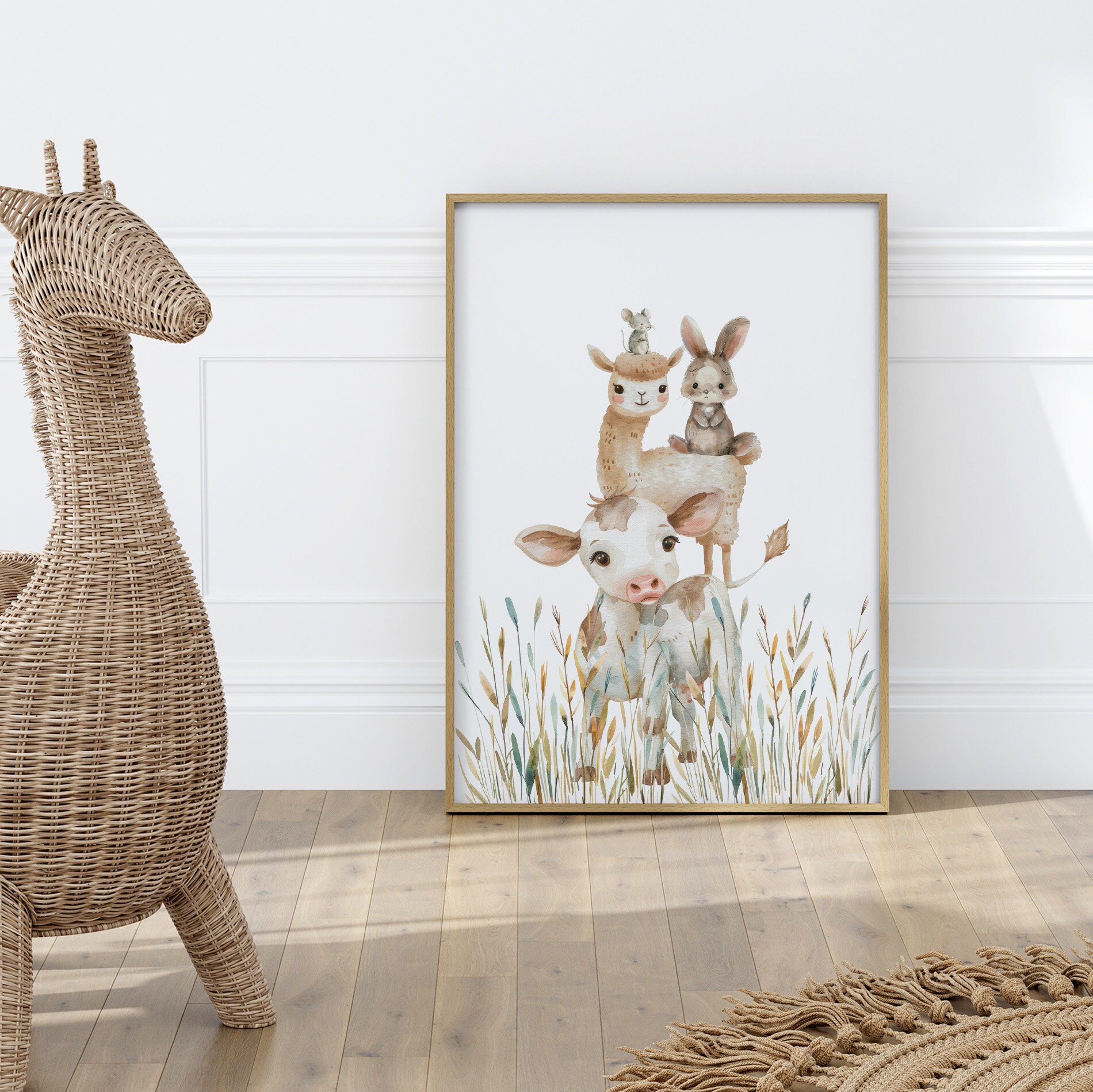 Farm Theme Poster Set, Farm Animals Nursery Wall Art, Watercolor Decor ...