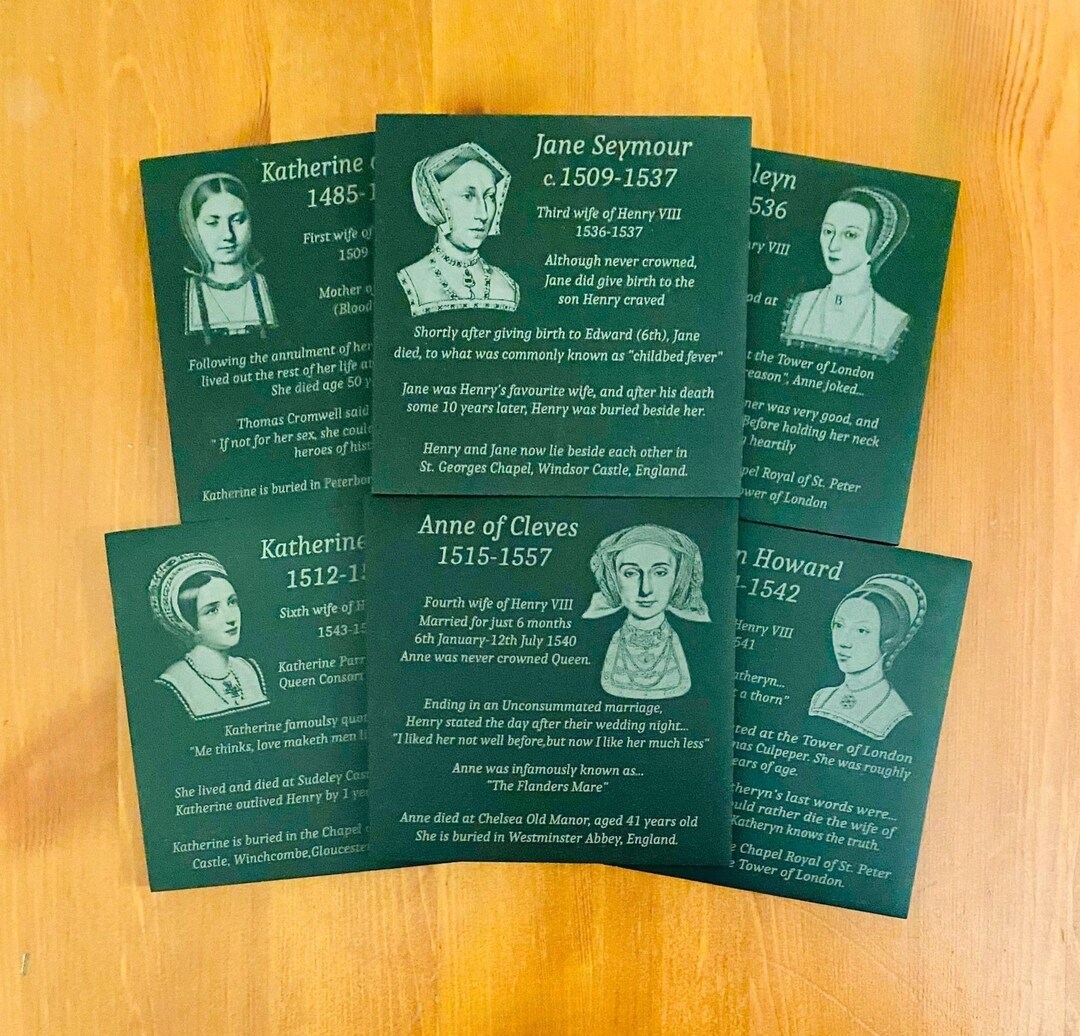 The Six Wives of Henry VIII Birthday Gift, Engraved 4 Inch Square Slate ...