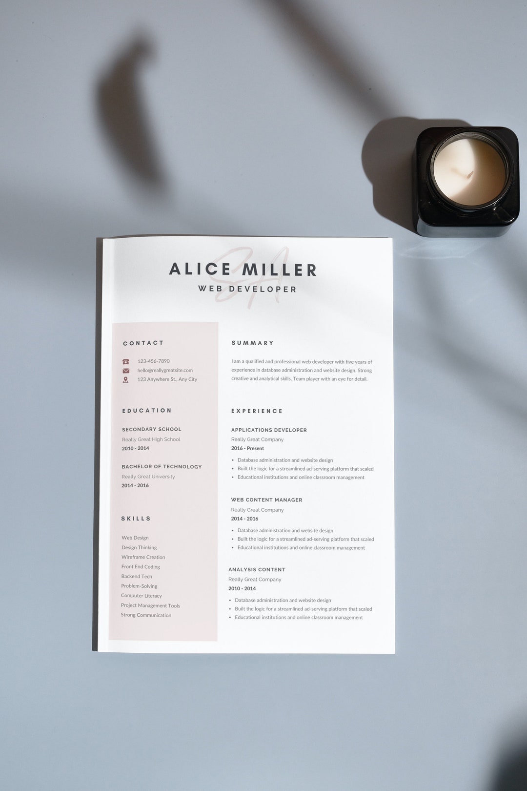 CV Template Digital Design Printable Editable on Canva - Etsy