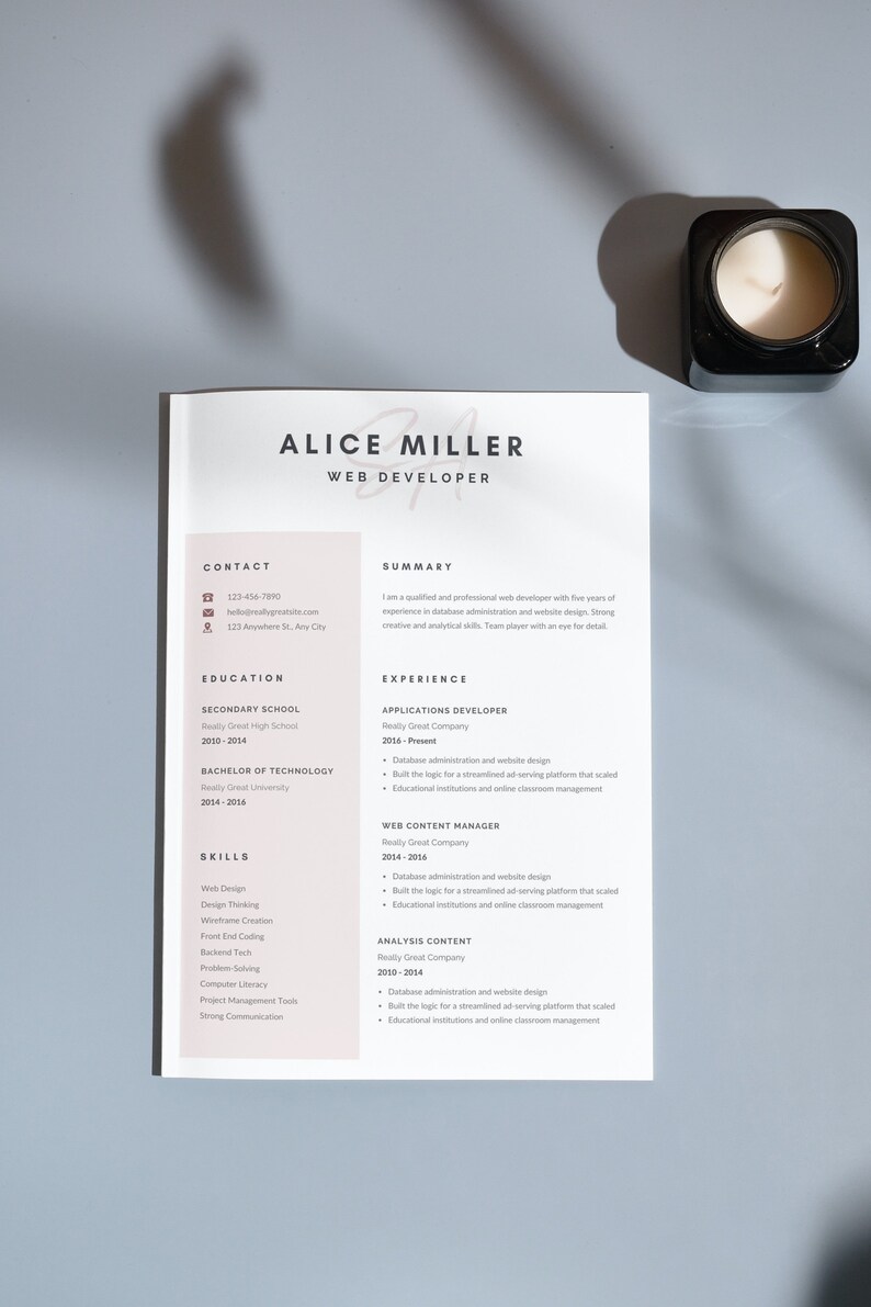 CV Template Digital Design Printable Editable on Canva - Etsy