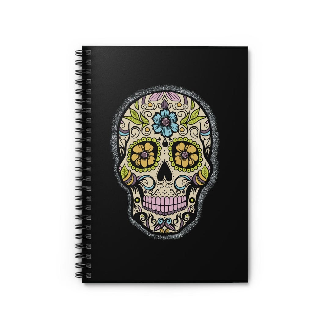Day of the Dead Skull Spiral Notebook - Ruled Line, Mexican Art Journal ...