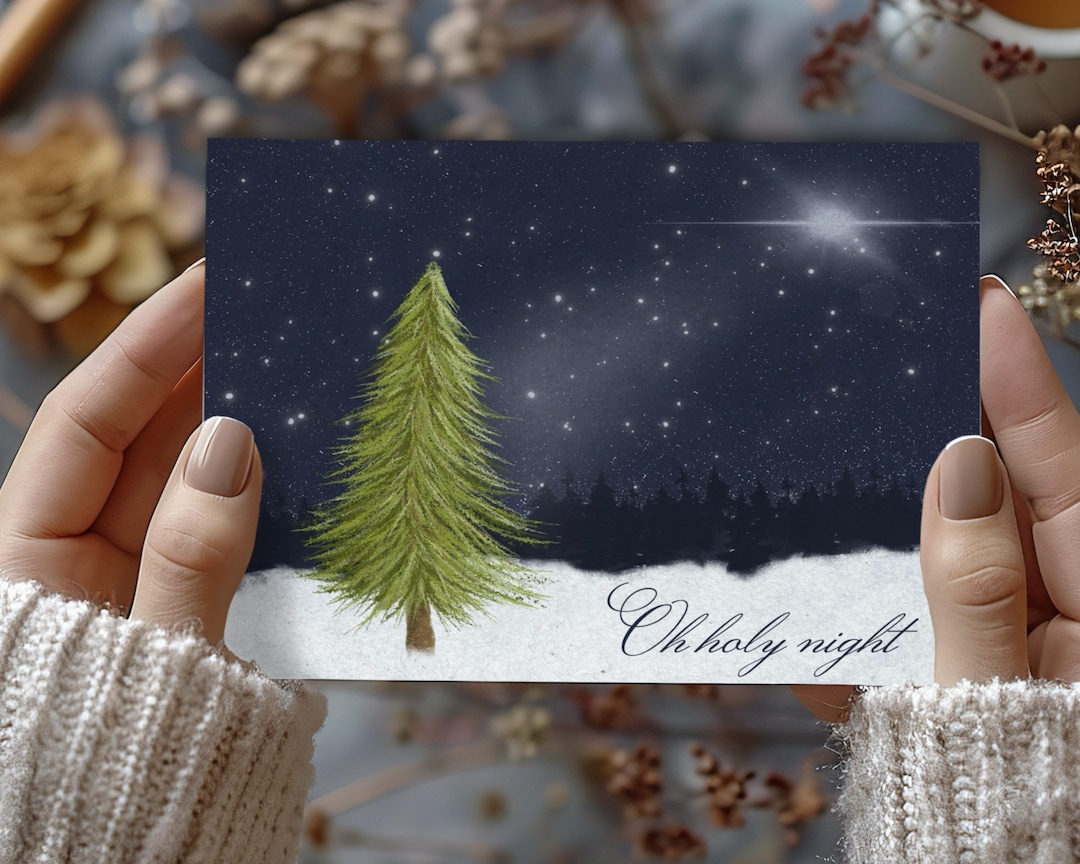 O Holy Night Printable Greeting Card, 4.25x5.5 for A7 Standard US ...