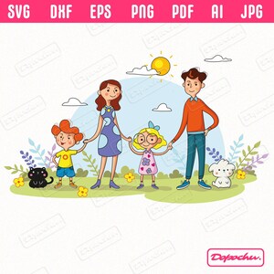 Happy Family Clipart, Cartoon Family Clipart, Doodle Parents With ...