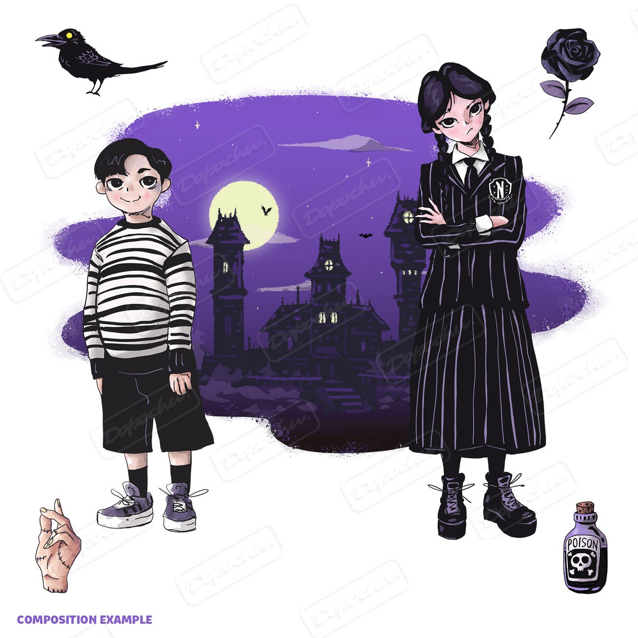 Wednesday Addams Clipart, Addams PNG, Wednesday Clipart and PNG ...