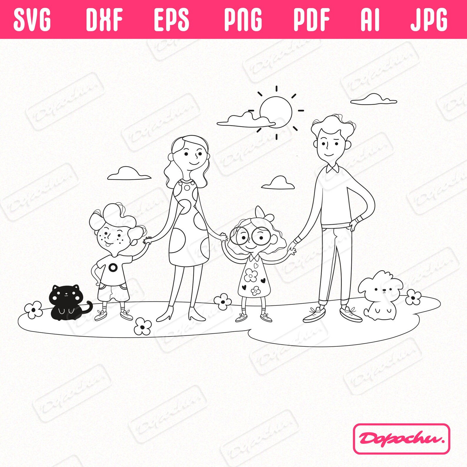 Happy Family Clipart, Cartoon Family Clipart, Doodle Parents With ...