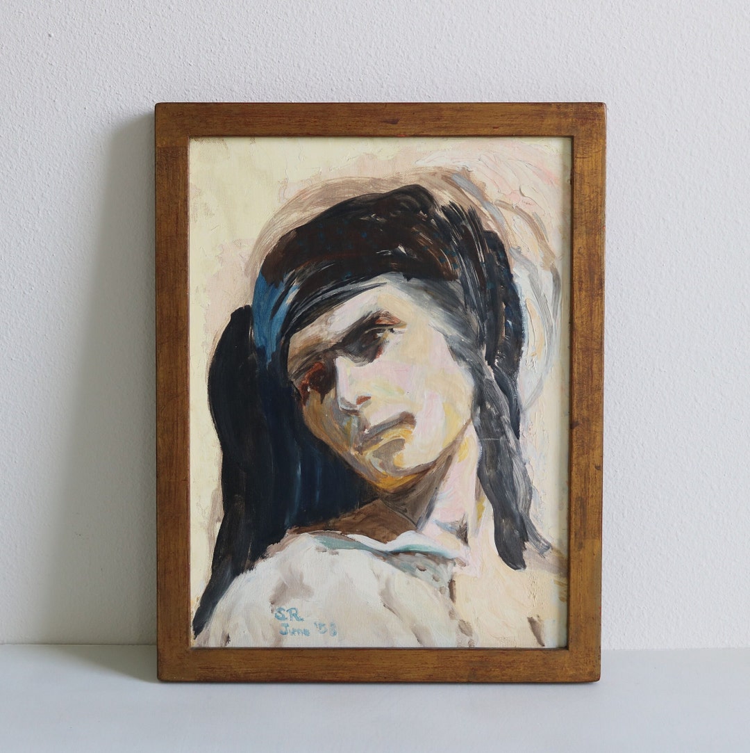 Original Portrait Painting on Board Vintage Portrait of a - Etsy