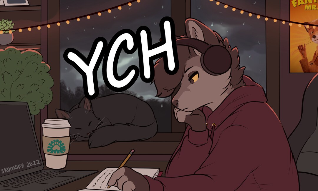 YCH Furry Fursona Skunkifyy Chill Lo-fur Hip Hop Radio Headphones READ ...