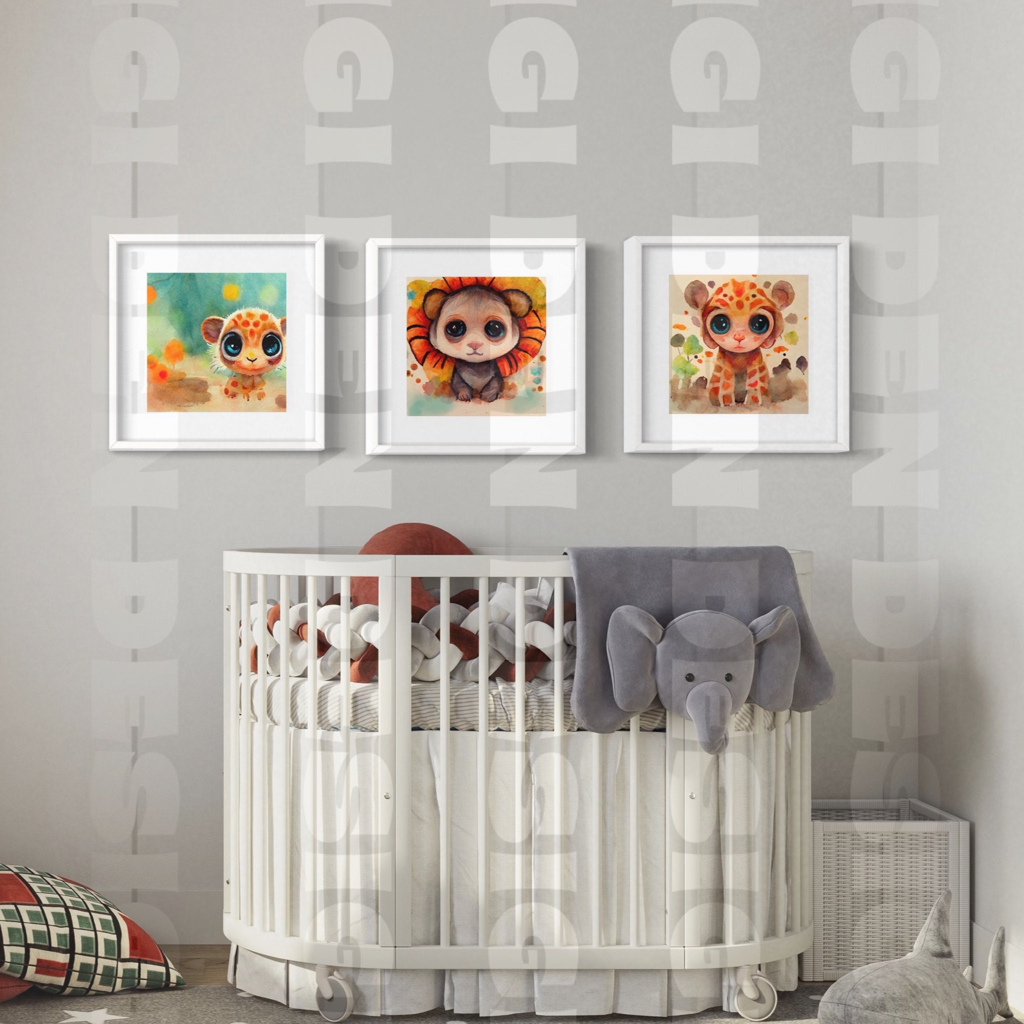 Baby Safari Animal Bundle PNG 3 Bundle Cute Graphics Clipart Digital ...