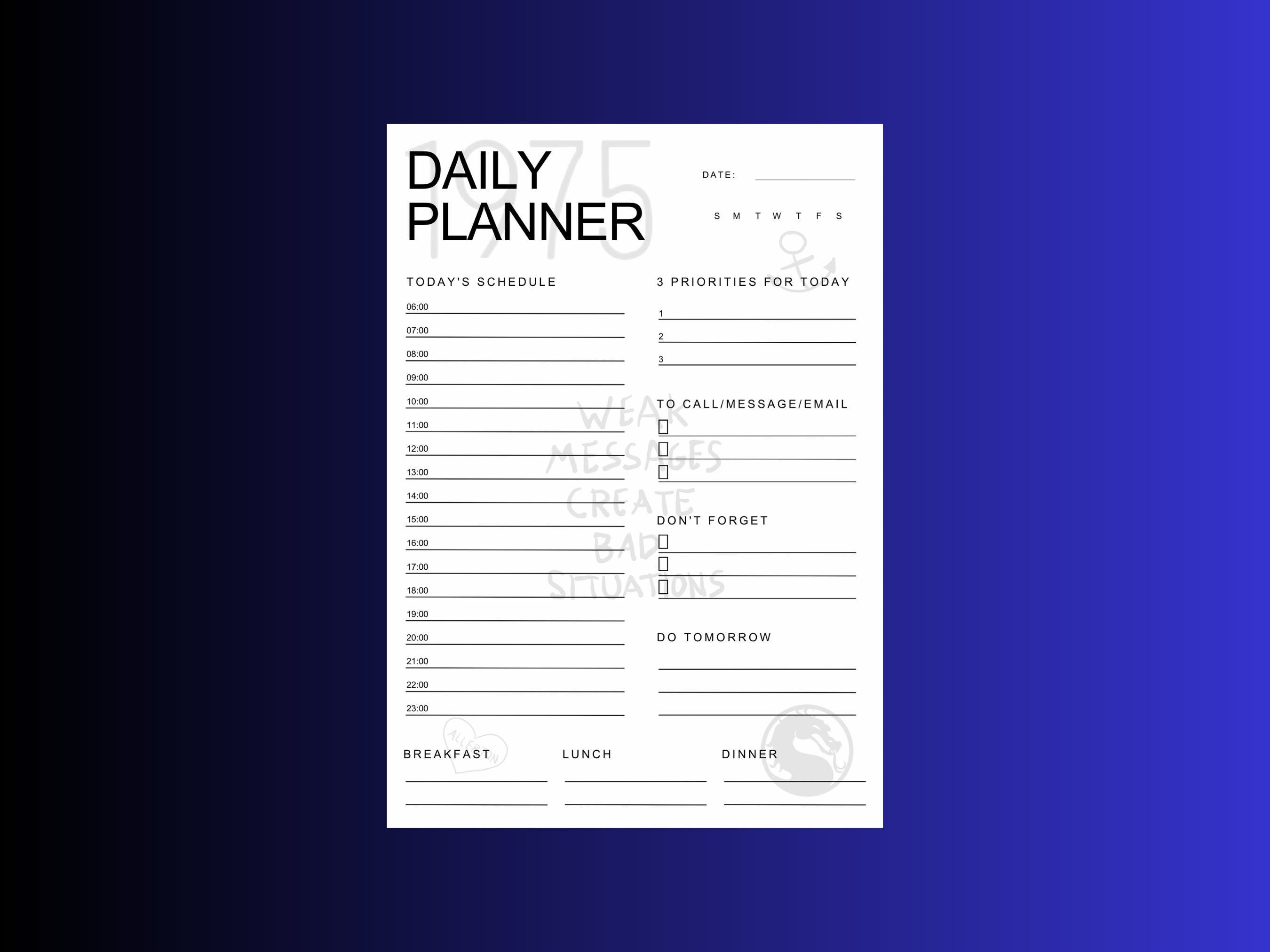 Matty Healy Tattoos Printable Planner Bundle (the 1975) - Etsy