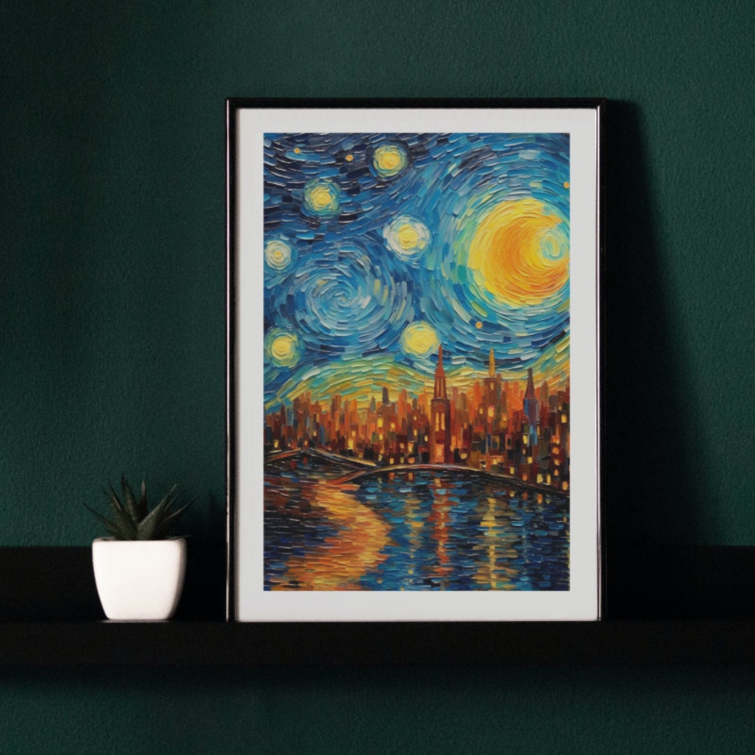 Van Gogh Style Starry Sky Printable Painting - Etsy
