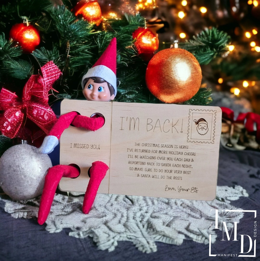 I'm Back Elf Postcard Standard Laser Engraved Elf Decor Wood Keepsake ...