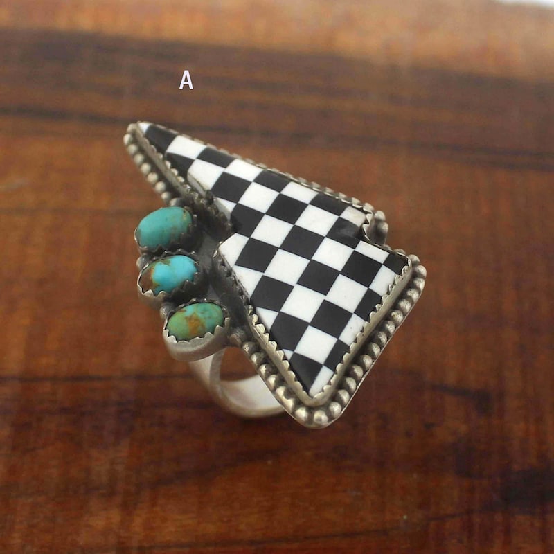 Checkered Ring Turquoise - Etsy