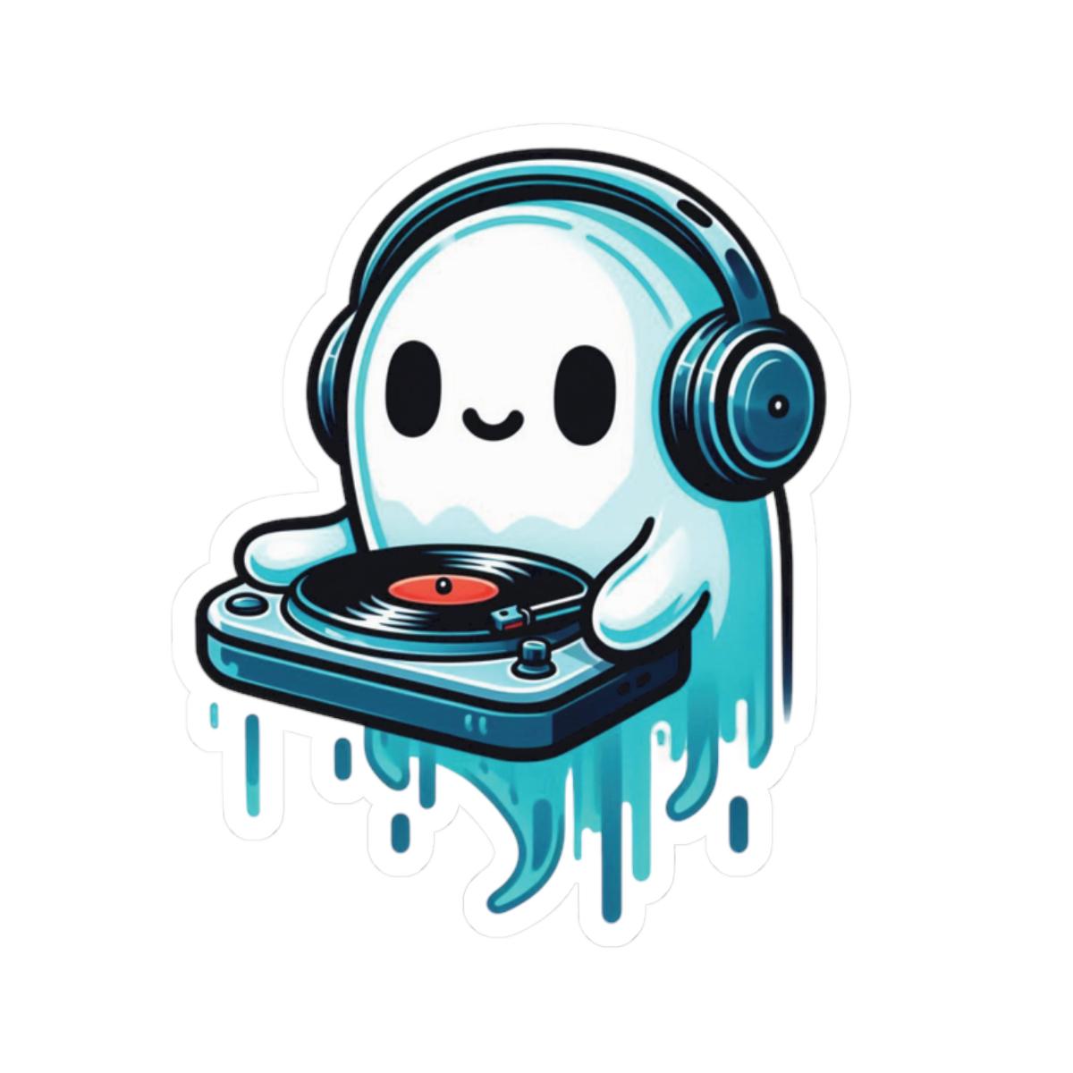 Ghost DJ Kiss-cut Stickers, Vibrant Cartoon Playful Character Decals ...