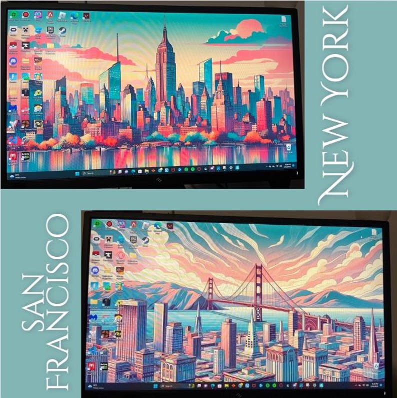 Printable Cartoon Style Famous Cityscapes | 16x9 | HD Digital Download ...