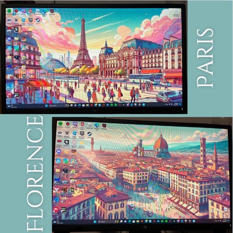 Printable Cartoon Style Famous Cityscapes | 16x9 | HD Digital Download ...