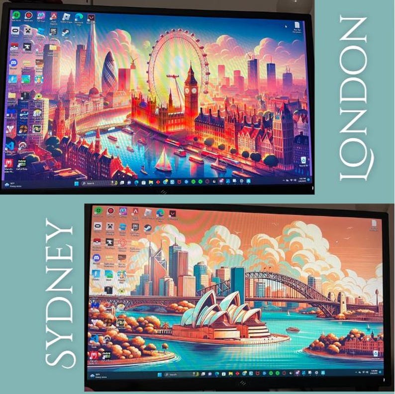 Printable Cartoon Style Famous Cityscapes | 16x9 | HD Digital Download ...