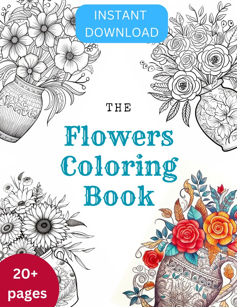 20+ Beautiful Flowers Coloring Book - Adults/kids Coloring Pages ...