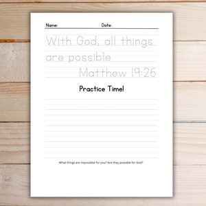 Kids Scripture Handwriting Practice | Printable Bible Verse Handwriting ...