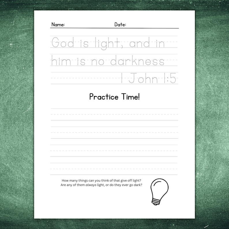 Kids Scripture Handwriting Practice | Printable Bible Verse Handwriting ...