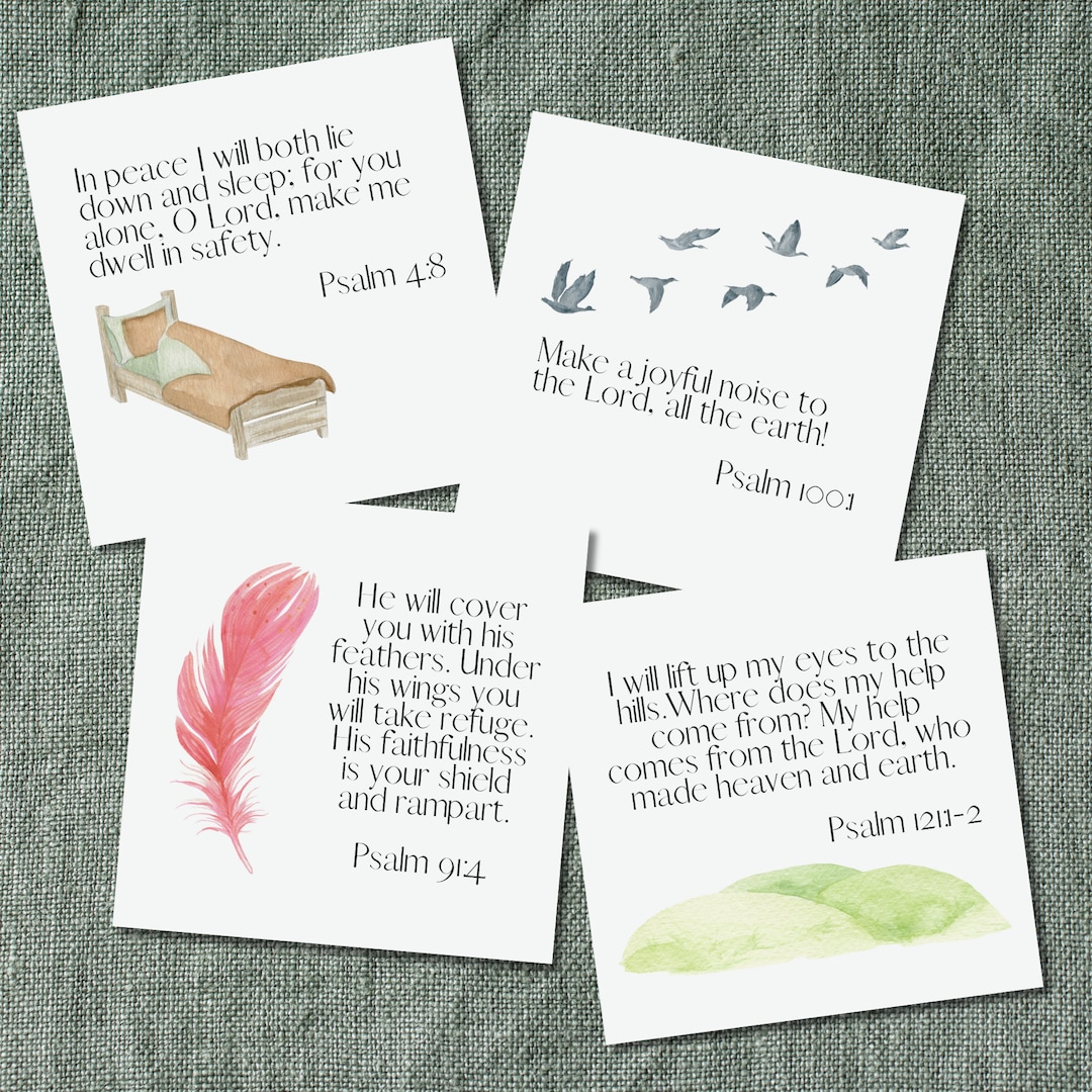Kids Psalms Memorization Cards | Printable Bible Verse Memory Cards ...