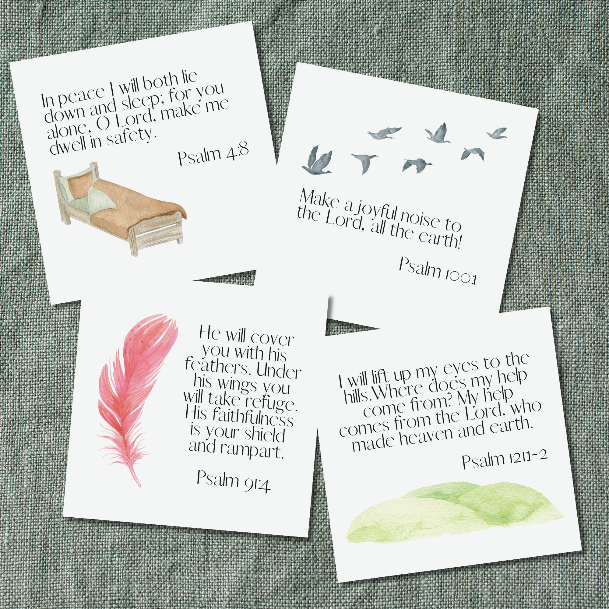Kids Psalms Memorization Cards Printable Bible Verse Memory Cards ...