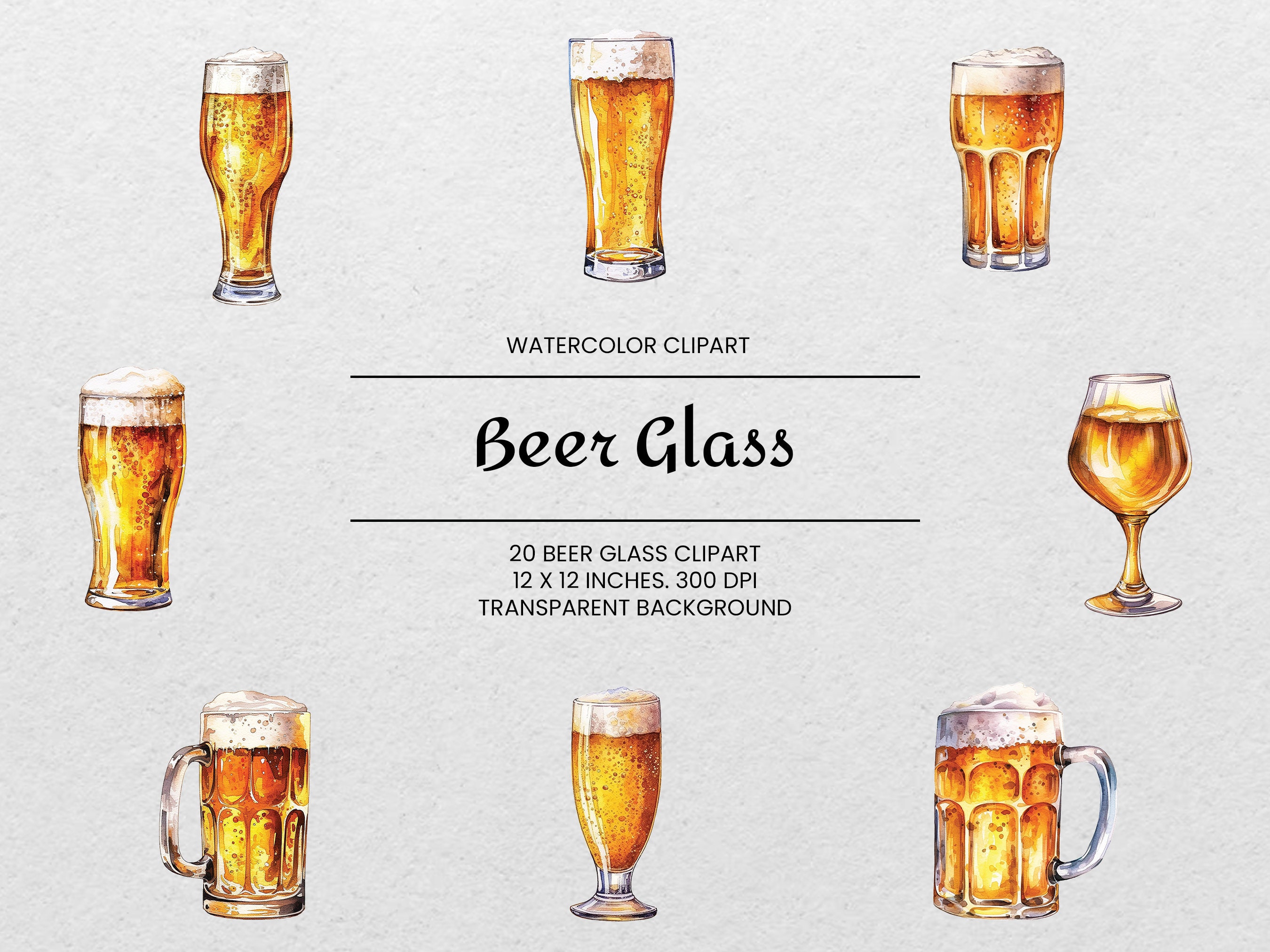 Beer Glass Clipart 20 Pngs Transparent Watercolor Beer Mug PNG Clipart ...