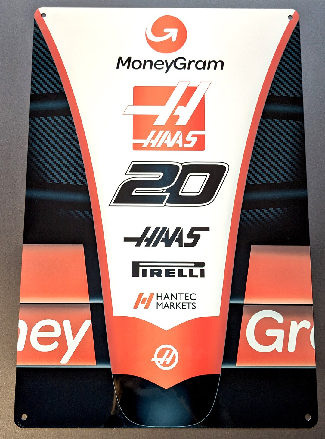 Metal Automotive Wall Sign Art Haas Formula One Team Kevin Magnussen 20 ...