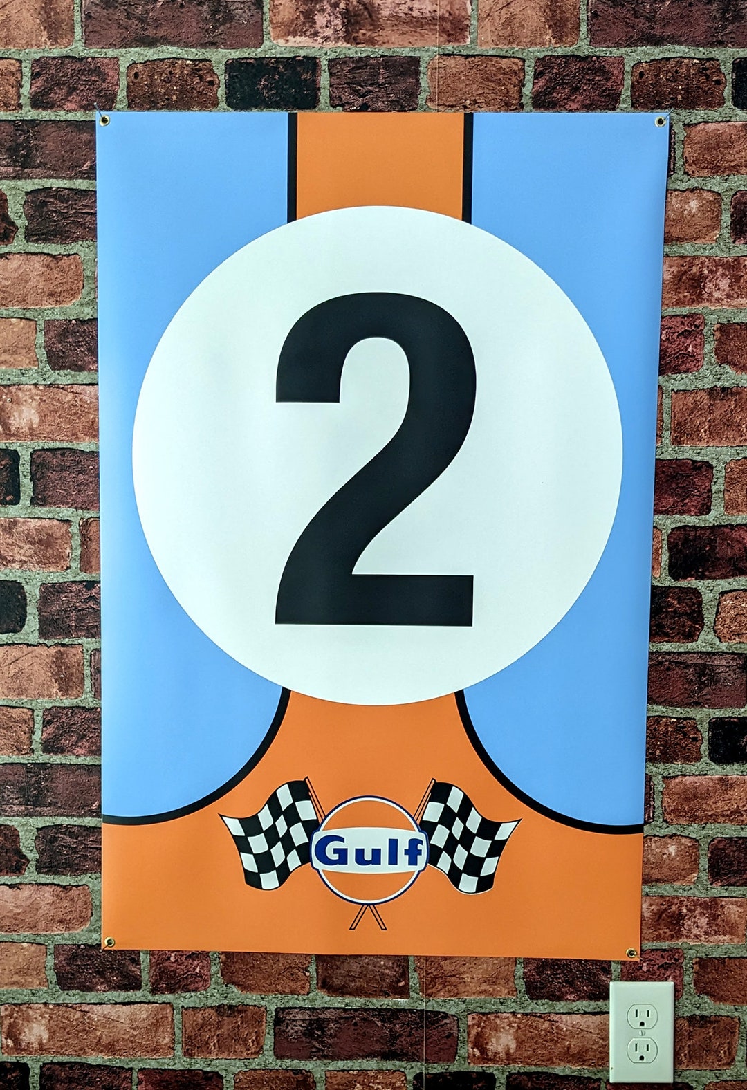 Wall Banner Print With a Retro Lemans 917 Gulf Racing Theme. for the ...