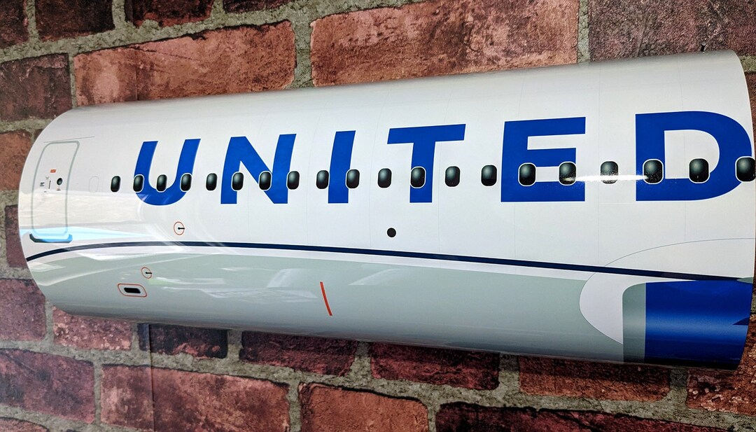 United Airlines Airbus A321 Neo 3D Aluminum Scale Fuselage Section ...