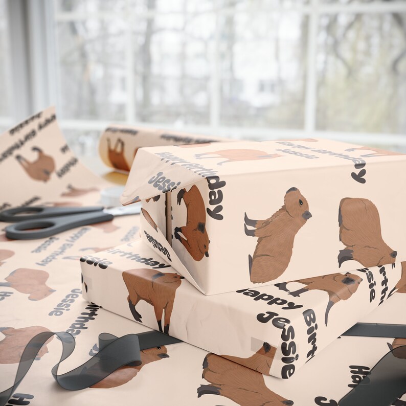 Personalized Name Capybara Gift Wrap, Custom Name Tag,capybara Wrapping ...