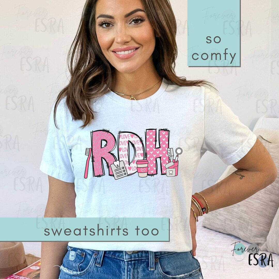 RDH Tshirt, Custom DDS or RDH Gift, Pink and White Dental Hygienist ...
