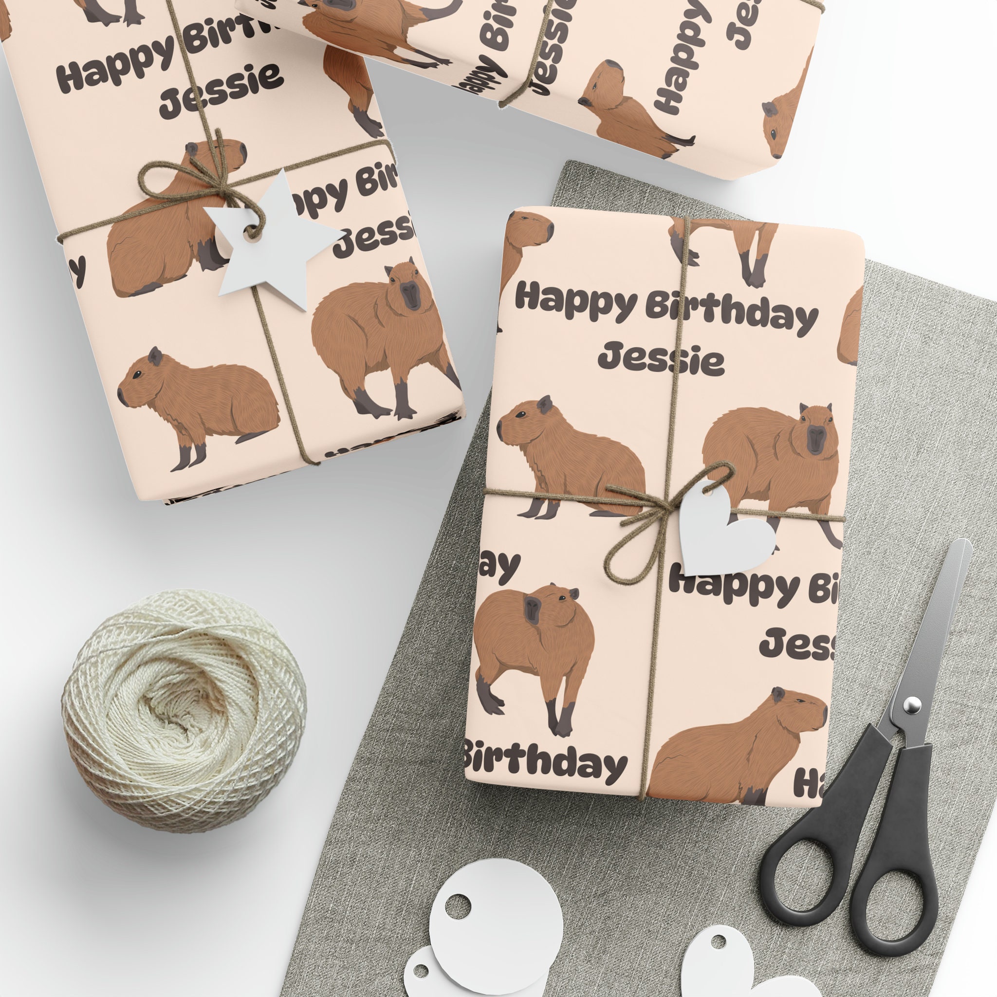 Personalized Name Capybara Gift Wrap, Custom Name Tag,capybara Wrapping ...
