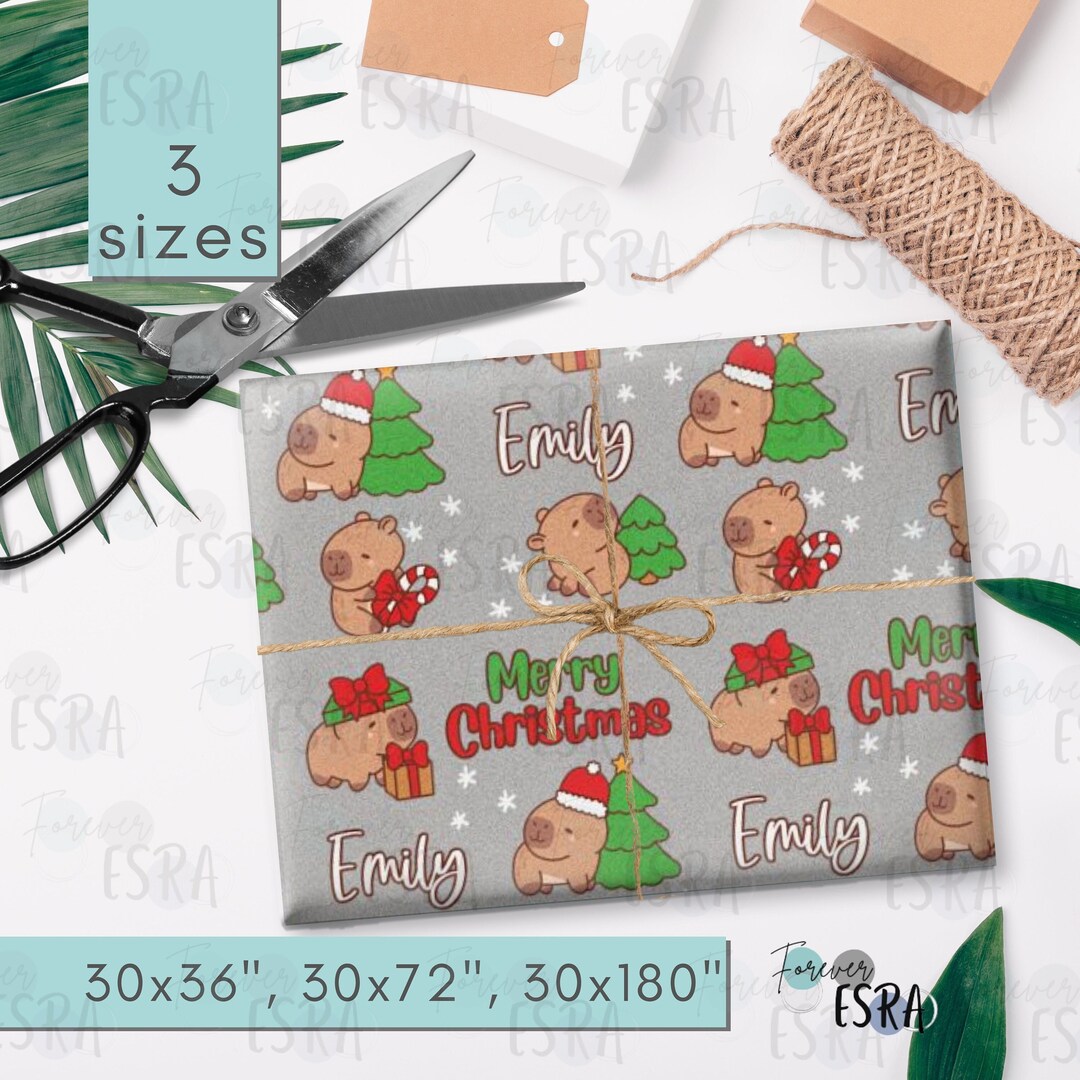 Capybara Christmas Gift Wrap, Personalized Capybara Wrapping Paper ...