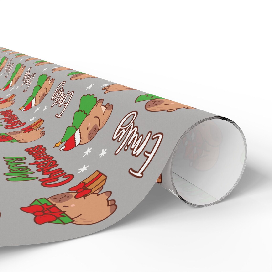 Capybara Christmas Gift Wrap, Personalized Capybara Wrapping Paper ...