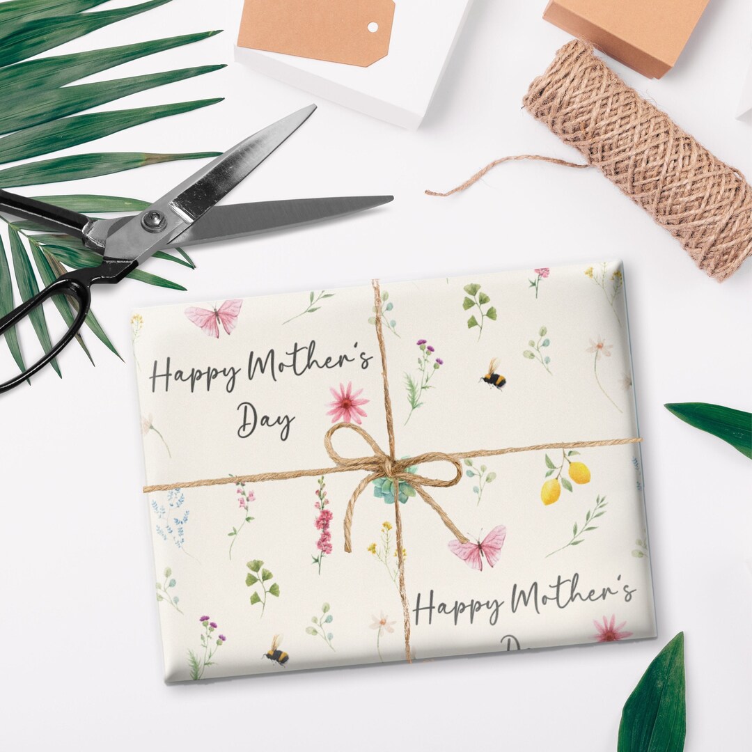 Pretty Mother's Day Wrapping Paper, Floral Gift Wrap for Mom's Day, Pretty Springtime Flower ...