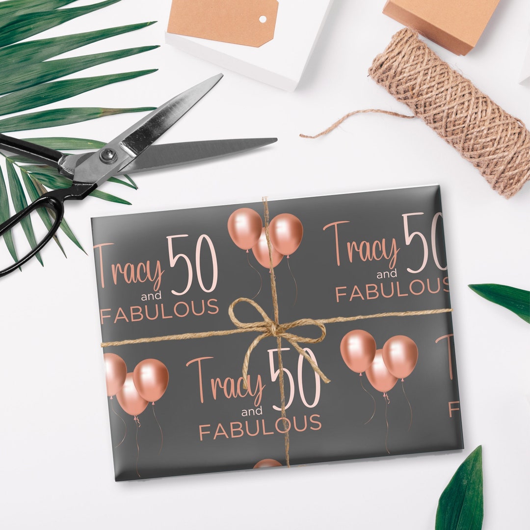 Personalized 50th Birthday Gift Wrap, Fabulous Fifty Gift, 50th ...