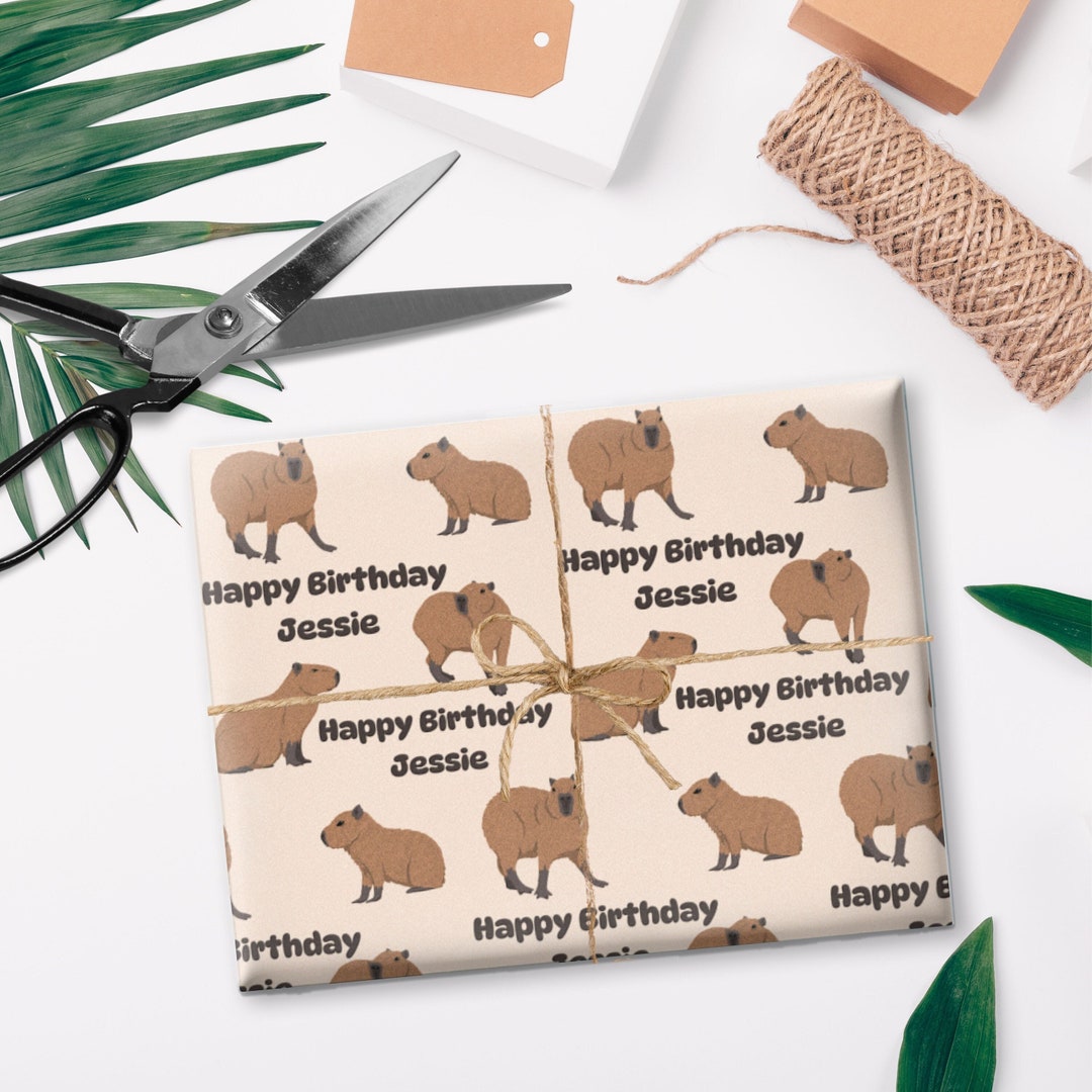 Personalized Name Capybara Gift Wrap, Custom Name Tag,capybara Wrapping ...