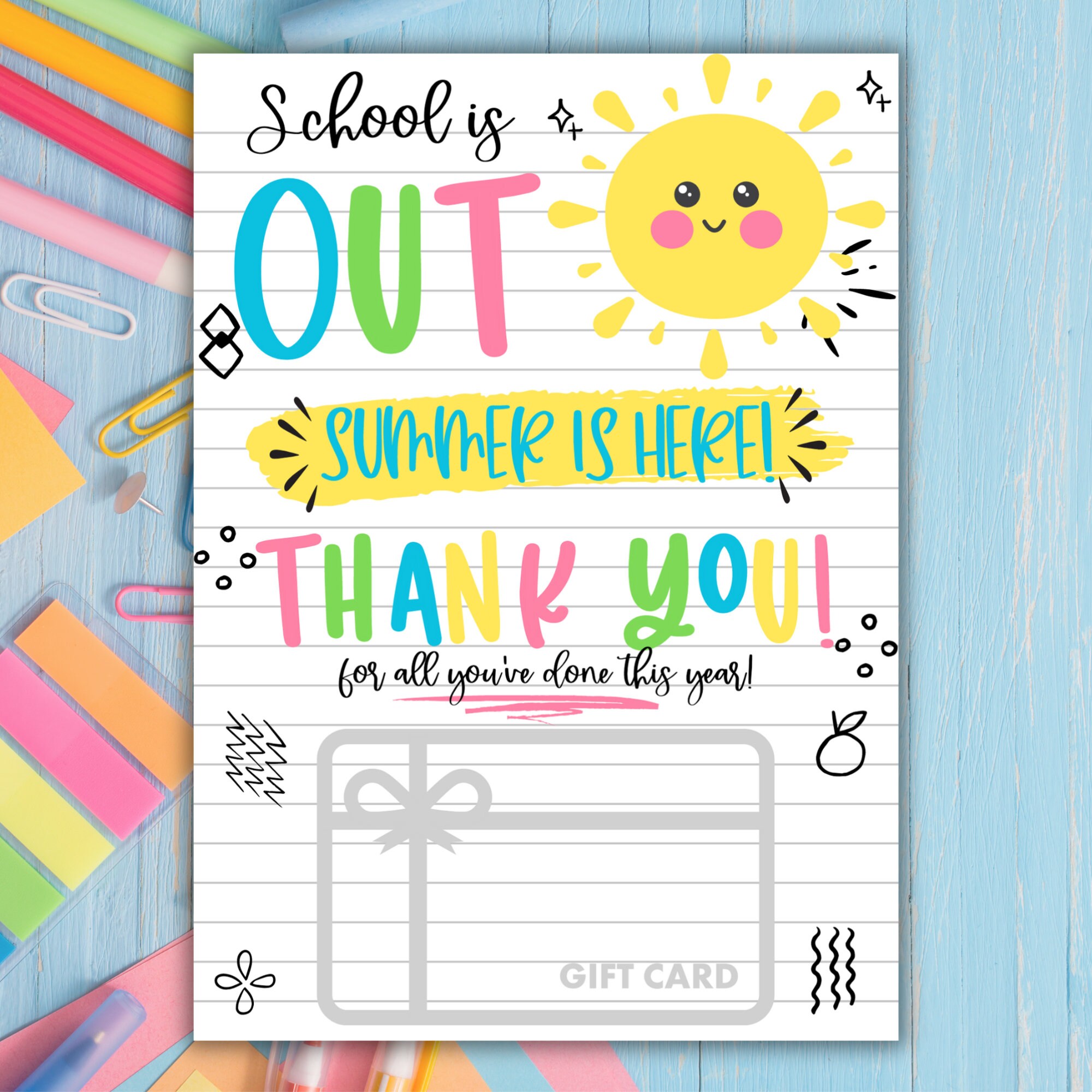 End of Year Teacher Gift Card Holder Summer Thank You Gift Card Holder ...
