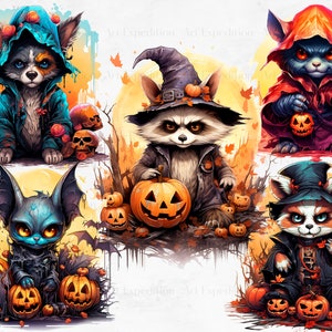 Scary Halloween Animals Clipart Spooky, Creepy Cats, Bats, Bears ...